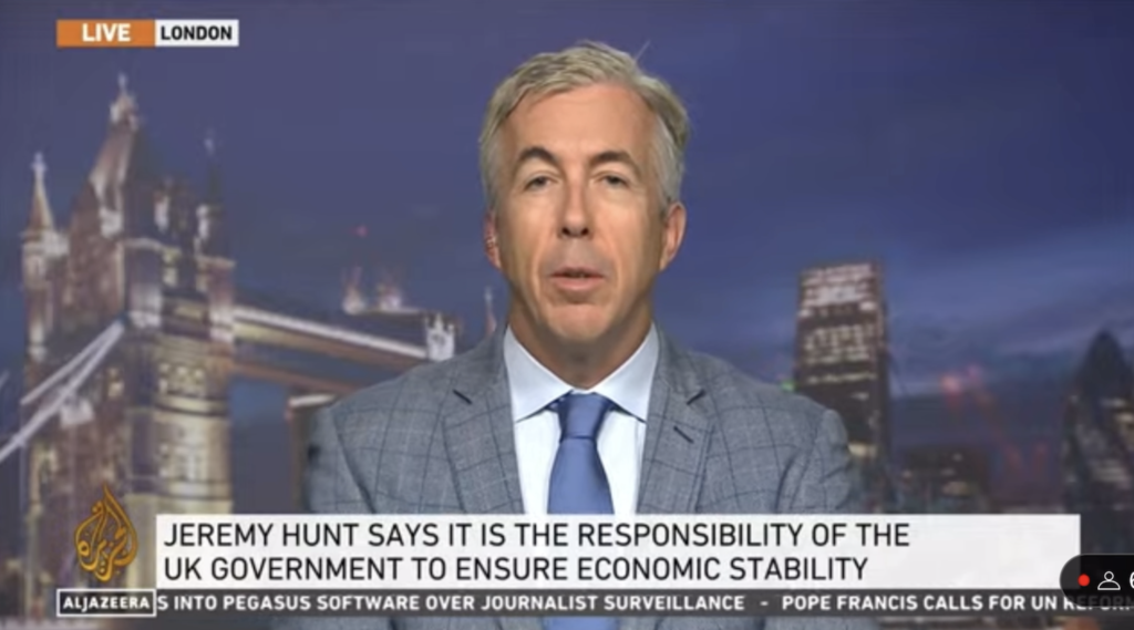 PLMR CEO Kevin Craig speaking on Al Jazeera about Liz Truss's future - PLMR