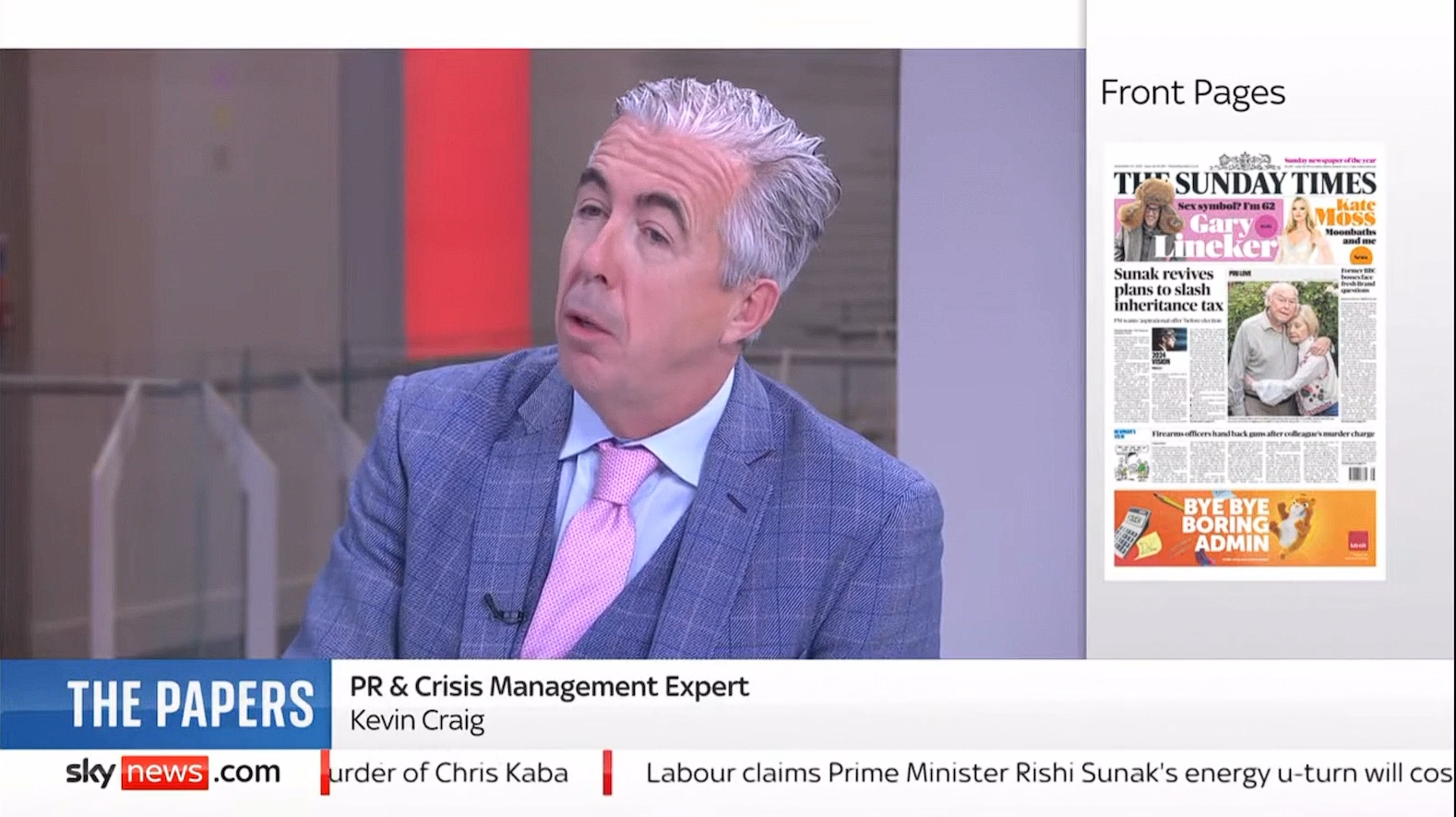 Kevin Craig on Sky News discussing HS2, Inheritance Tax, Labour vs ...
